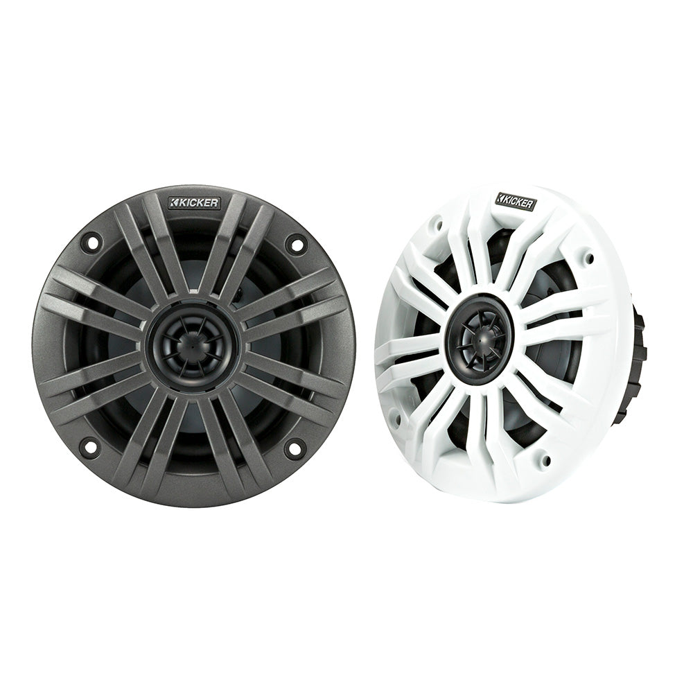 KICKER KM4 4 Marine Coaxial Speakers w12 Tweeters 4Ohm Charcoal White ...